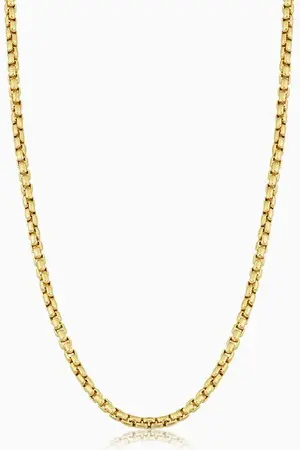 ORADINA 14k Gold Round Box Chain Necklace - 14k Yellow Gold