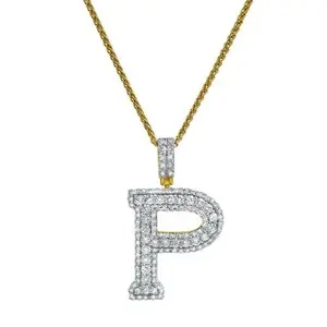 LUVMYJEWELRY P Initial Diamond Pendant - 14k Yellow Gold -