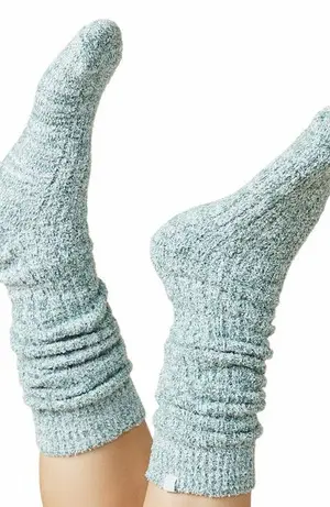 SOFTIES Marshmallow Slouch Socks With Grippers - Heather Dusty Green
