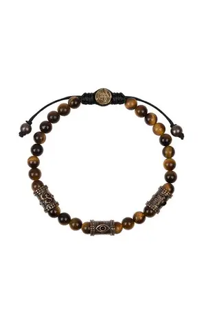 KARMA AND LUCK Tiger's Eye Triple Protection Bracelet - Brown/bronze