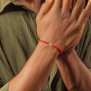 KARMA AND LUCK Red String Evil Eye Bracelet - Silver