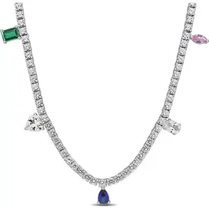 JULIANNA B. Lab-created Multi-gemstone Station Necklace - Sapphire
