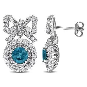 JULIANNA B. Topaz Bow Halo Earrings - Blue Topaz