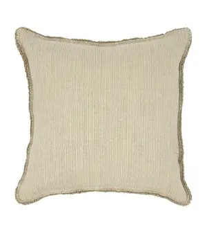 DE LE CUONA Linen-blend Fringe Bison Cushion - Beige