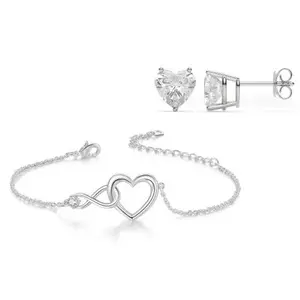 DONATELLO GIAN Name' Heart Bracelet And Earrings Set - Silver