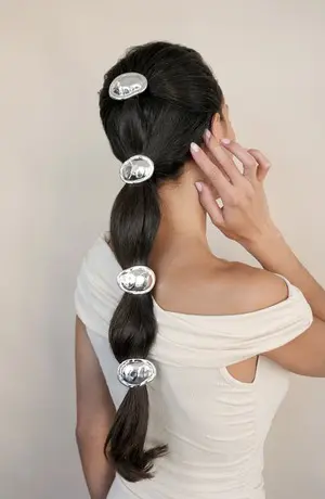 Ettika Noble Nugget Ponytail Holder - Silver