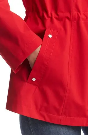 Gallery Water Resistant Hooded Raincoat - Red