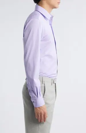 Zanella Lord Solid Knit Cotton Blend Dress Shirt - Lavender