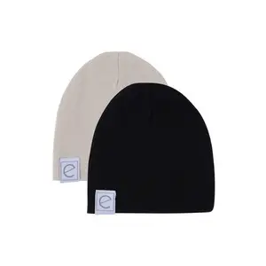 ELY'S & CO. Jersey Cotton Beanie Set - Tan & Black