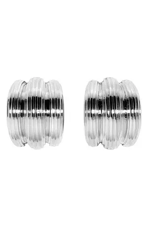 Lili Claspe Small Elsa Shield Hoop Earrings - Silver
