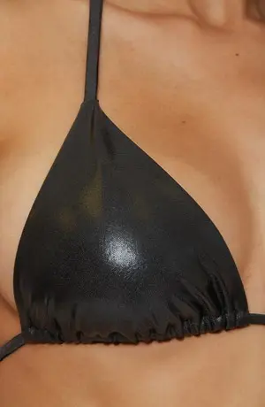BECCA By Rebecca Virtue Liquid Metal Triangle Bikini Top - Black