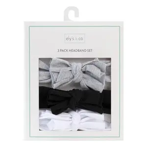 ELY'S & CO. 3-pack Headband Set - Onyx/ Heather Grey & White