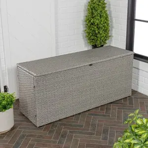 HAPPIMESS Nino Modern Minimalist Outdoor Faux Wicker Deck And Patio Storage Box - Gray