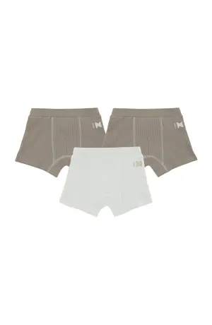NOGGIWEAR Ribbed Boxers - Ribbed Taupe + White