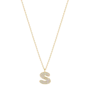 ELECTRIC PICKS Electric Picks Bubble Letter Necklace Gold - S