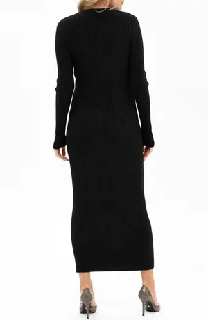 PIETRO BRUNELLI Long Sleeve Rib Midi Sweater Dress