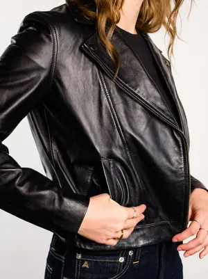 ABLE Maha Leather Biker Jacket - Black