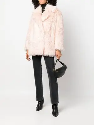 Lanificio Becagli Faux Fur Overcoat - Pink