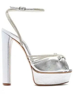 Casadei 140mm Taylor Flora Wonder Platform Sandals - Silver