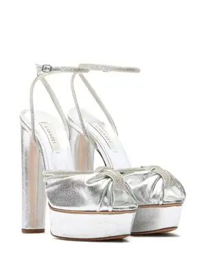 Casadei 140mm Taylor Flora Wonder Platform Sandals - Silver