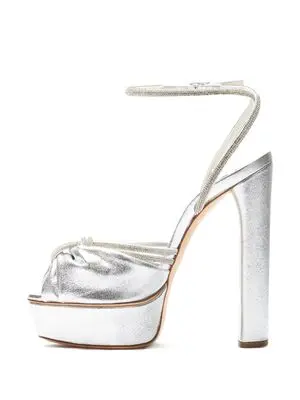 Casadei 140mm Taylor Flora Wonder Platform Sandals - Silver