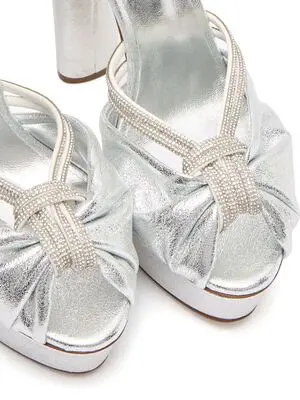 Casadei 140mm Taylor Flora Wonder Platform Sandals - Silver