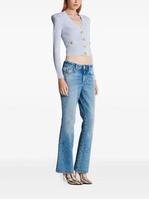 Balmain Engraved-button Cardigan - Blue
