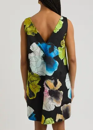 Stine Goya Floral-print Embroidered Satin Mini Dress - Multicoloured 1