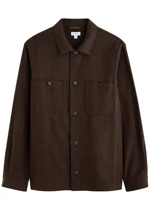 Sunspel Herringbone Brushed-cotton Overshirt