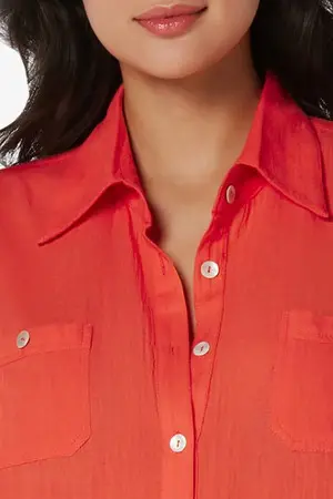 Helen Jon Camp Shirt Cover-up - Coral