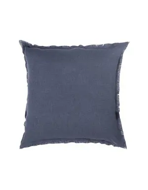 Anaya Soft Fringe Linen Pillow With Down Alternative Insert - Navy Blue