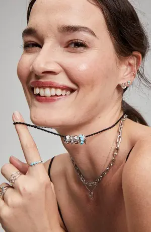 Adina Reyter Turquoise & Diamond Horseshoe Charm - Silver