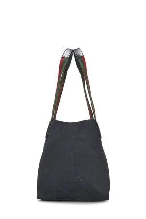 Gucci Gg Canvas Web Soft Zip Tote - Black