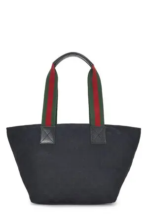 Gucci Gg Canvas Web Soft Zip Tote - Black
