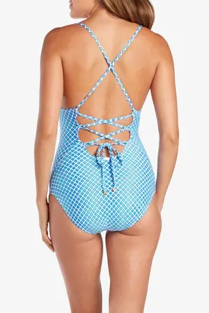 Helen Jon Lattice Back One-piece - Ombre Geo