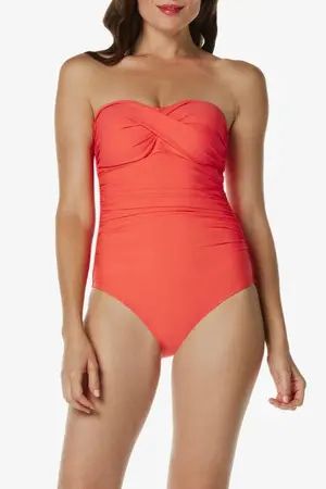 Helen Jon Twist Bandeau One-piece - Coral