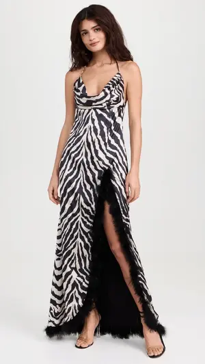 chinese dress ladies Gianna Zebra Cowl Neck Chiffon Maxi Dress main image 1