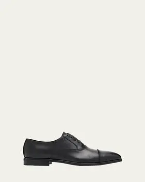 FERRAGAMO Boston Brogue Leather Oxfords - Black