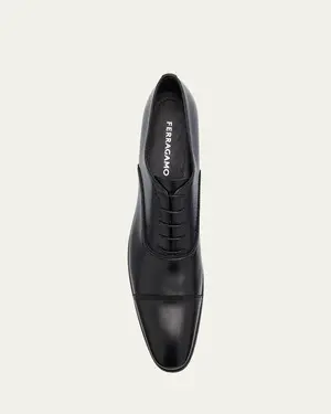 FERRAGAMO Boston Brogue Leather Oxfords - Black