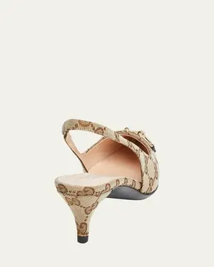 Gucci Erin Gg Canvas Slingback Pumps
