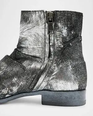 John Varvatos Morrison Sharpei Foil-sprayed Calf Hair Boots - Silver