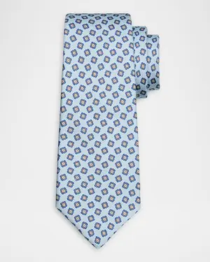 Kiton Kiton Micro-Medallion Tie Lt Blu Mult