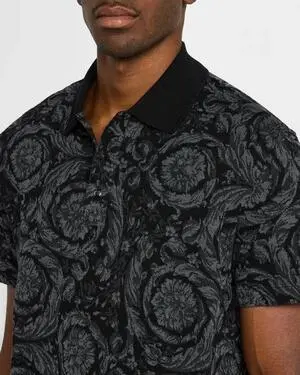 Versace Apos;s Iconic Barocco Pique Polo Shirt - Medium Grey