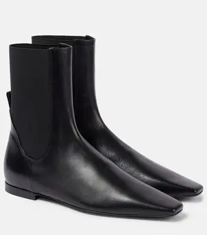 TOTEME Leather Chelsea Boots - Black