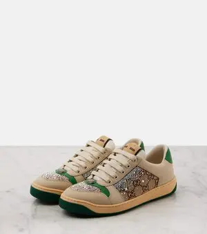 Gucci Screener Embellished Leather Sneakers - Multicoloured
