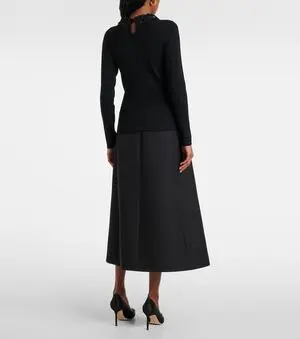 Carolina Herrera Embellished Ribbed-knit Top