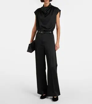 TOTEME Minimalist Velvet Ballet Flats - Black