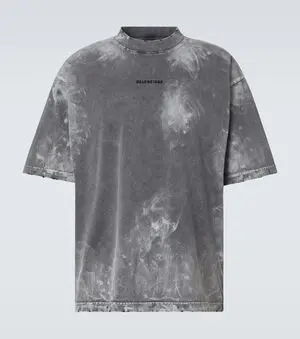 Balenciaga Distressed Cotton-blend Jersey T-shirt - Black