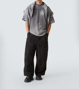 Balenciaga Distressed Cotton-blend Jersey T-shirt - Black