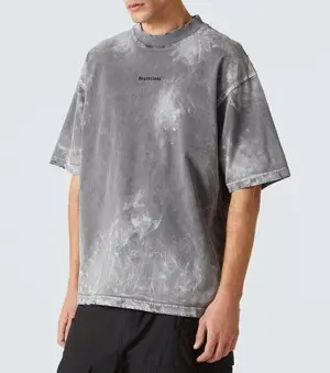Balenciaga Distressed Cotton-blend Jersey T-shirt